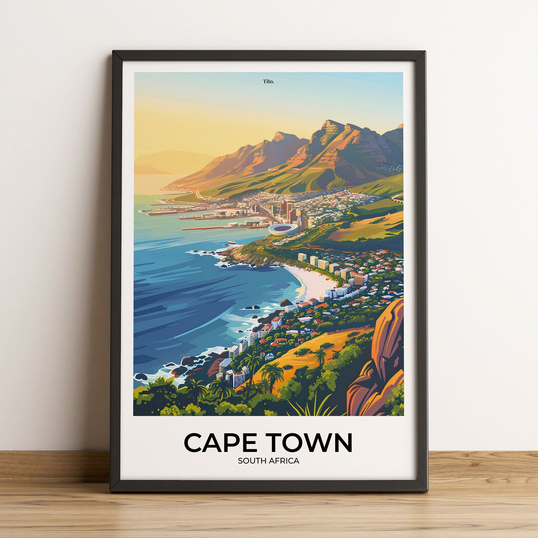 CAPE TOWN Poster Cape Town Travel Poster Cape Town Art Print Cape Town ...