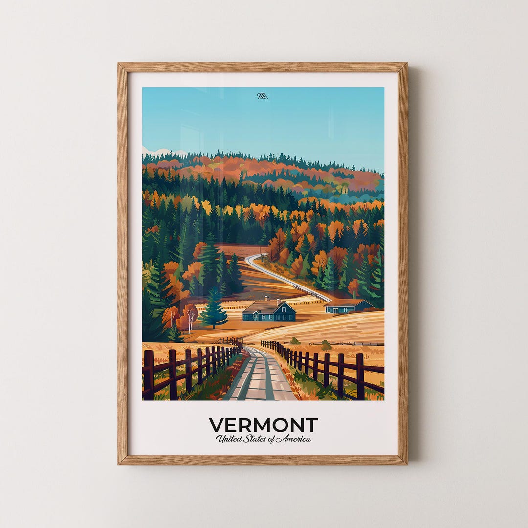 VERMONT Poster, Vermont Travel Poster, Vermont Art Print, Vermont Wall ...