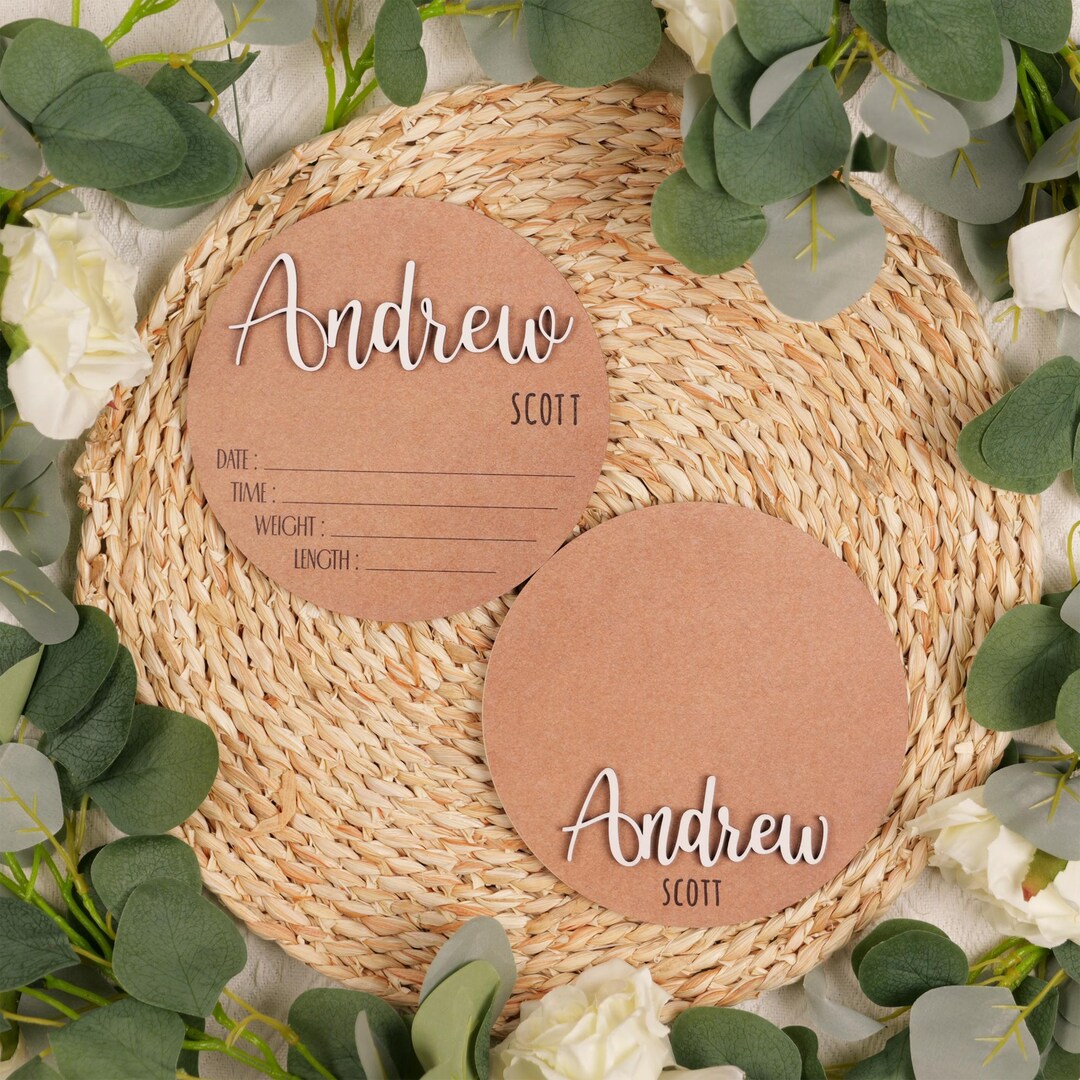 Birth Stats Announcement Sign & Footprint Sign Set Personalized Name ...