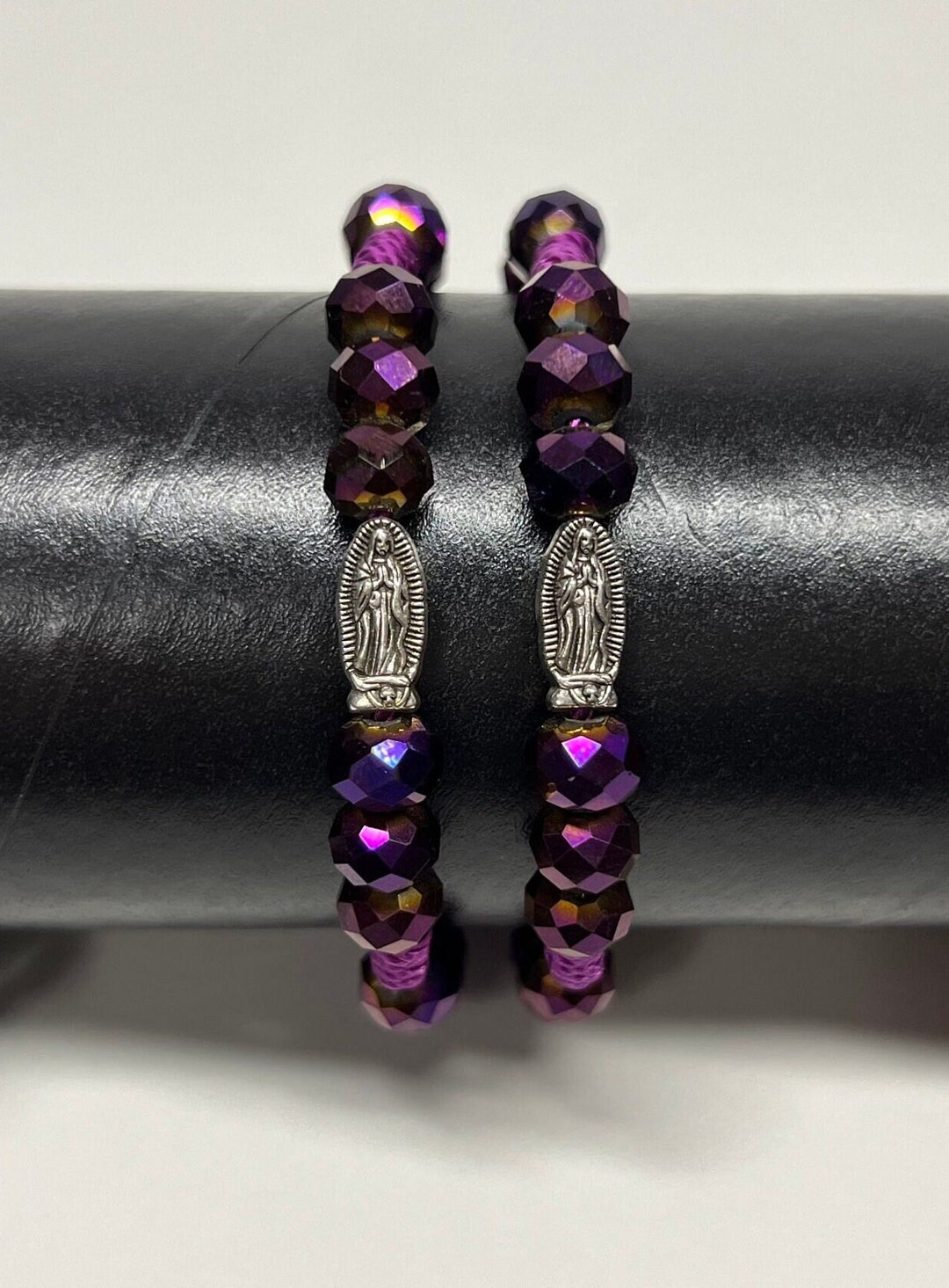 Virgin Mary Beaded Bracelet - Handmade, Knotted Bracelet, Beaded ...