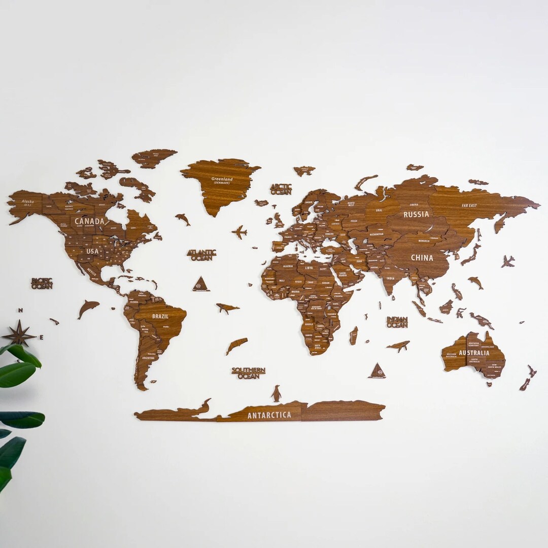 3D Wooden World Map Multilayered Wall Decor for a Unique Touch - Etsy