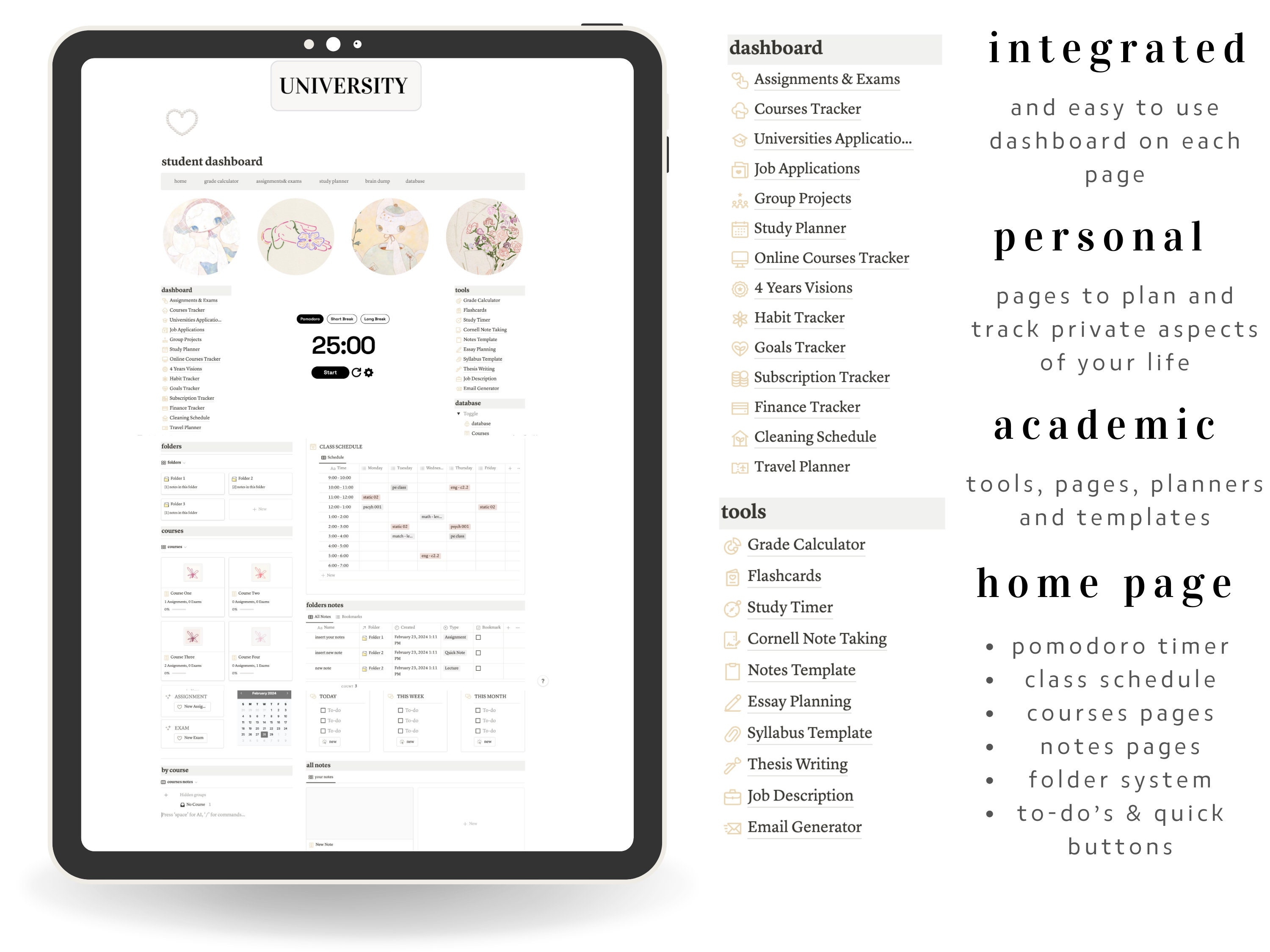 Notion Academic Template, Ultimate Student Planner, College Student All ...