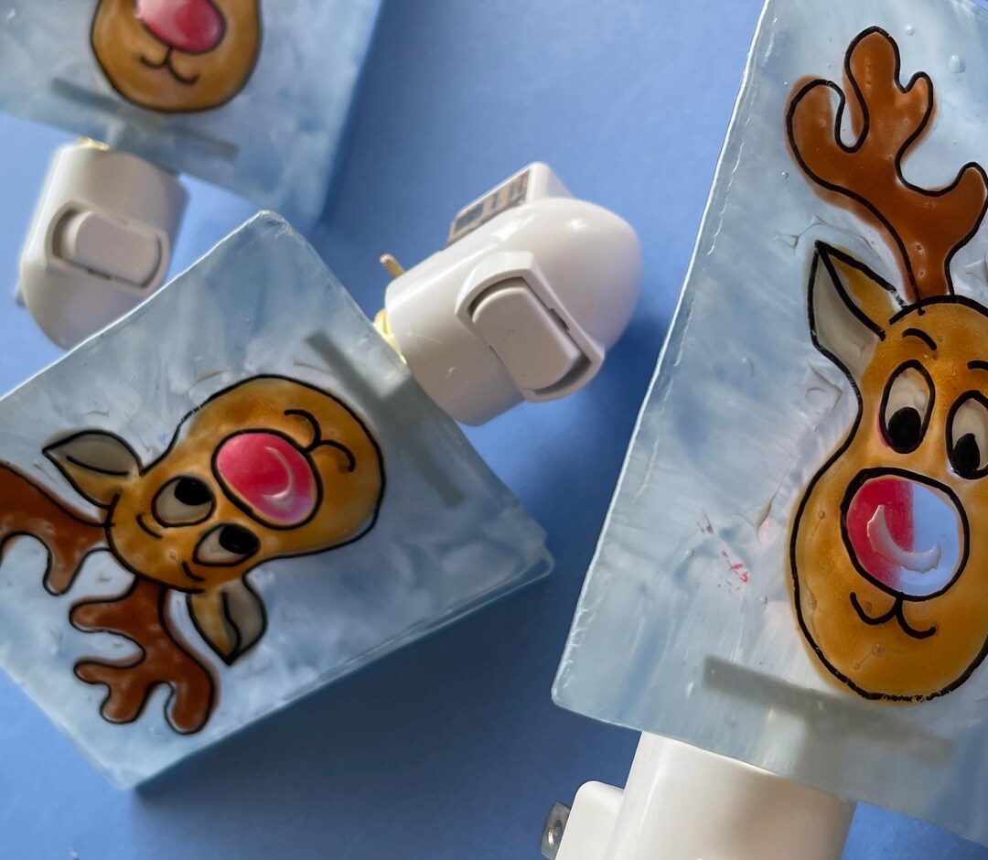 Fused Glass Rudolph Nightlight | Handcrafted Holiday Decor With Glowing ...