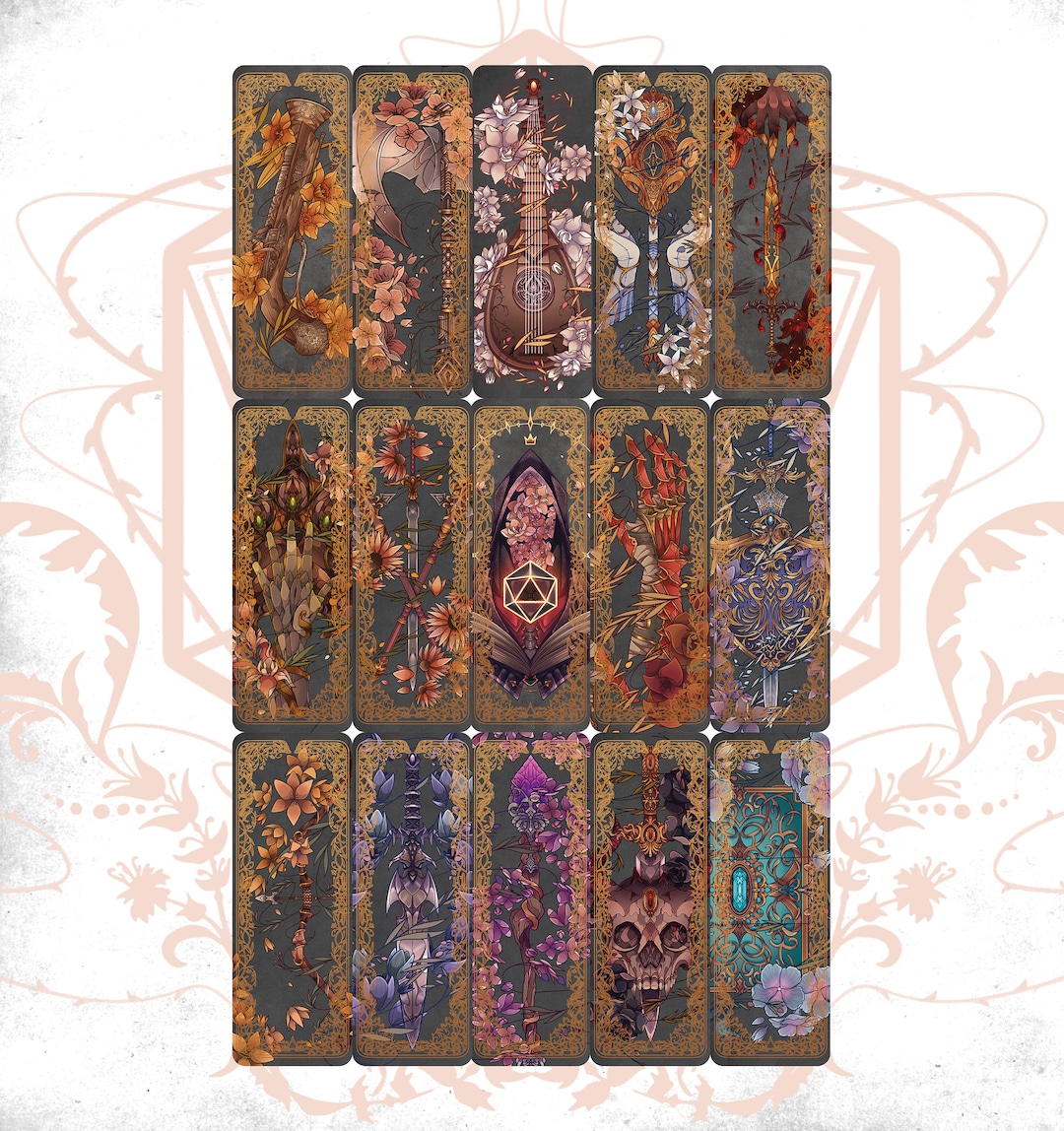 Full Class Set Gold Foil Bookmarks, D&D Art Print, Board Games, Geeky ...