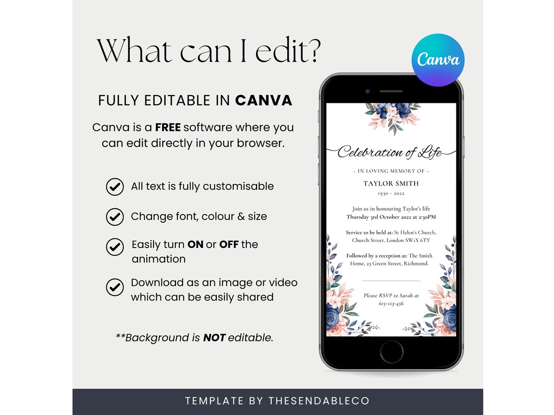 Funeral Evite, Digital Celebration of Life Invitation E Vite ...