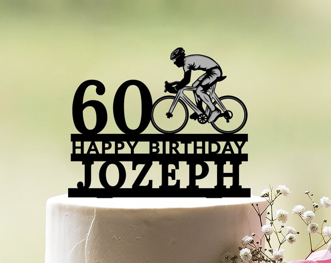 Bicycle Birthday Cake Topper, Bike Rider Cake Topper, Mountain Bike ...