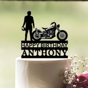 Motorcycle Birthday Cake Topper, Birthday Cake Topper, Biker Birthday ...