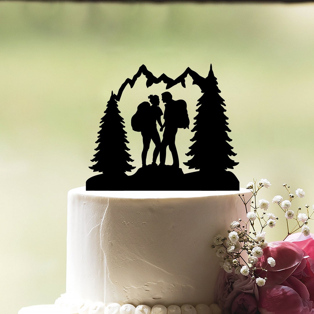 Hiking Cake Topper, Camping Wedding Cake Topper, Mountain Cake Topper ...