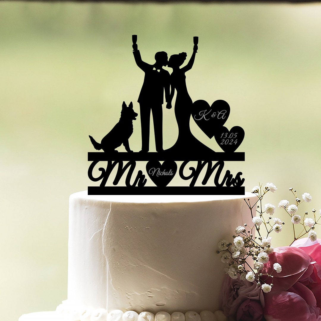 German Shepherd Wedding Cake Topper, Mr and Mrs With Dog, C91 - Etsy