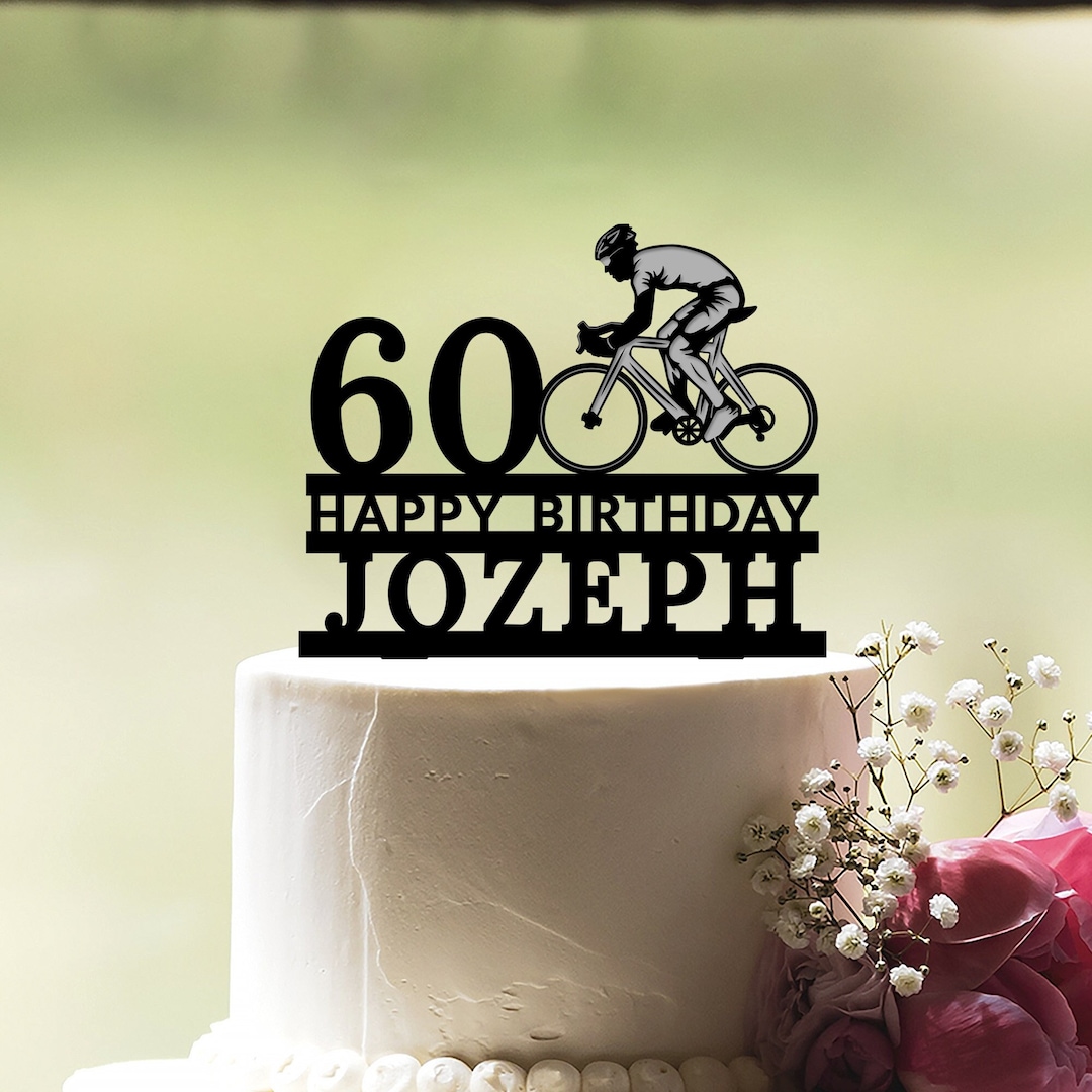 Bicycle Birthday Cake Topper, Bike Rider Cake Topper, Mountain Bike ...