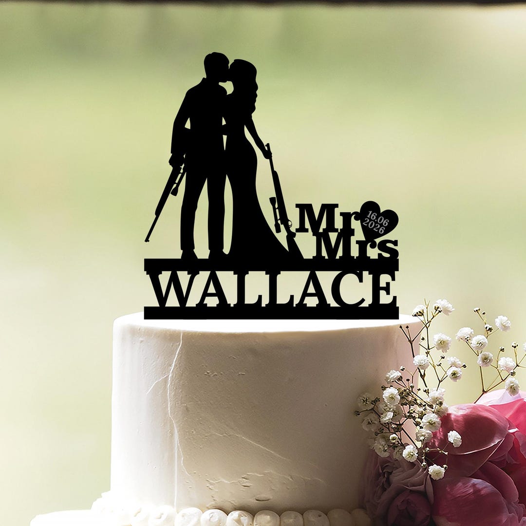 Gun Wedding Cake Topper, Weapon Wedding Cake Topper, Mr Mrs Cake Topper ...
