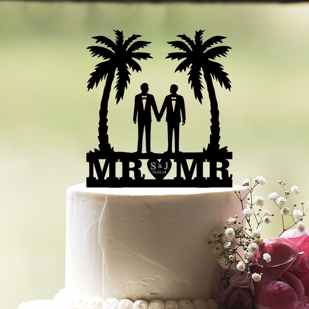 Gay Cake Topper, Mr and Mr Cake Topper, Gay Wedding Cake Topper, Two ...