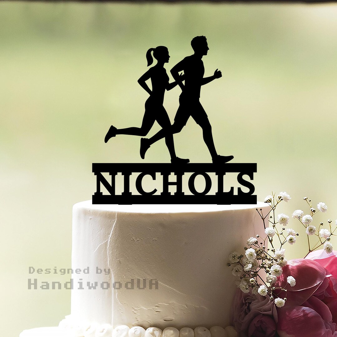 Runners Cake Topper, Athlete Wedding Cake Topper, Running Couple Cake ...
