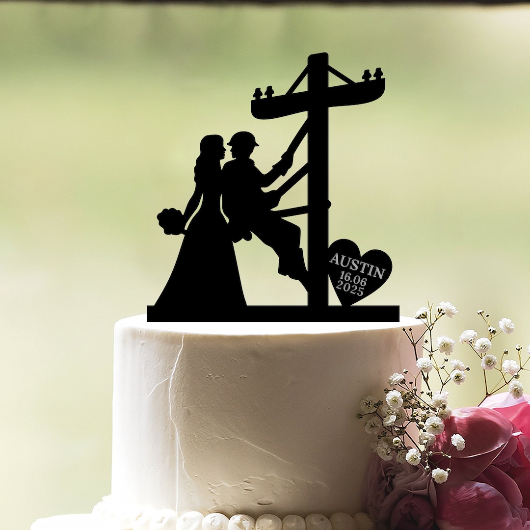 Electrician Wedding Cake Topper, Lineman Cake Topper, Bride and Groom ...