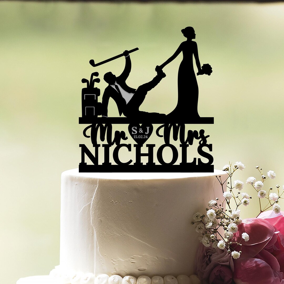 Golf Wedding Cake Topper, Golf Player Wedding Topper, Golf Couple Cake ...
