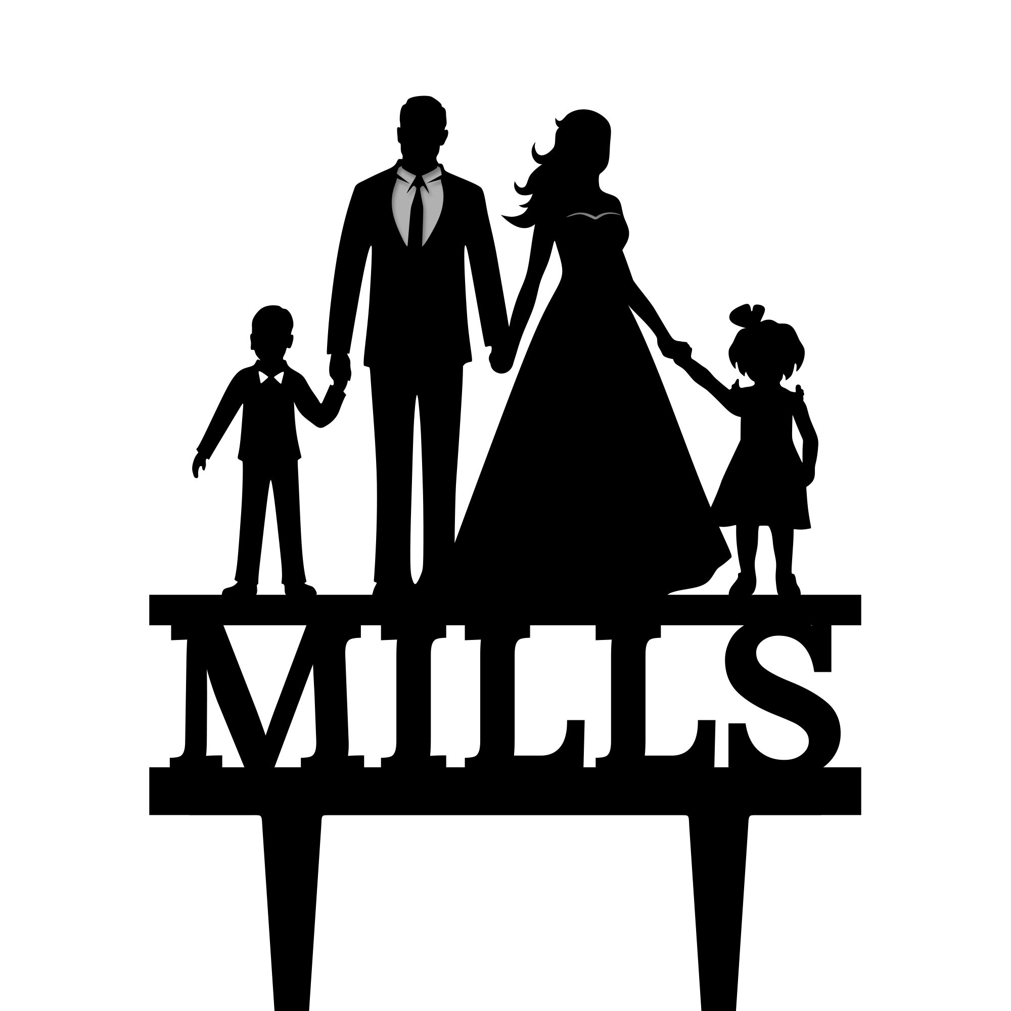 Family Cake Topper, Couple Wedding Cake Topper With Kids, Family ...