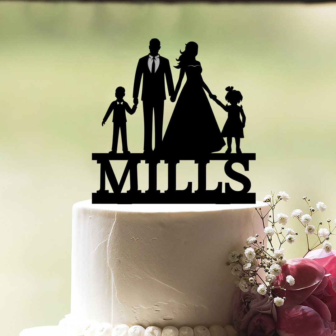 Family Cake Topper, Couple Wedding Cake Topper With Kids, Family ...