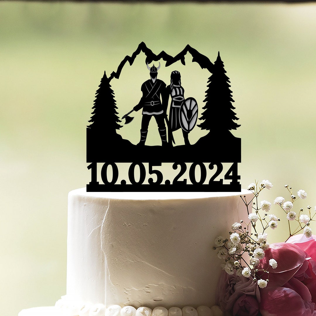 Viking Wedding Cake Topper, Custom Mr and Mrs Viking Topper, Viking ...