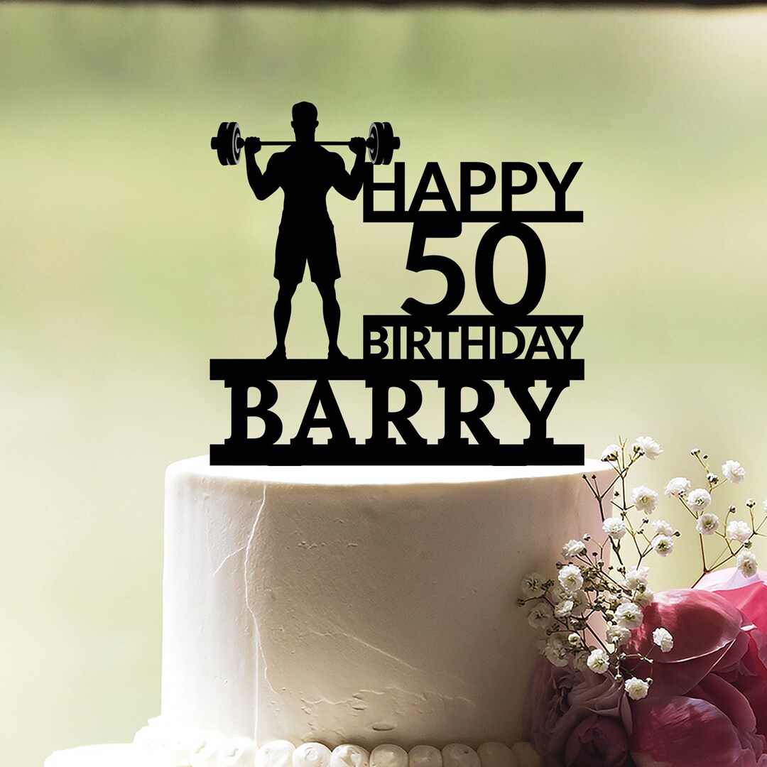 Weightlifter Birthday Cake Topper, Bodybuilder Birthday Cake Topper ...