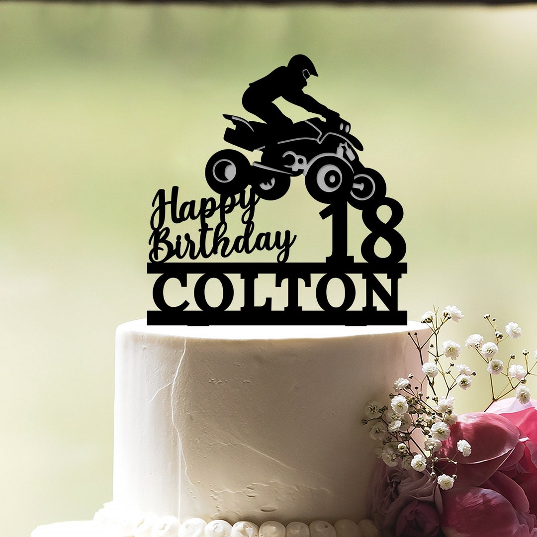ATV Motorcycle Birthday Cake Topper, Four Wheeler Topper, Motorcycle ...