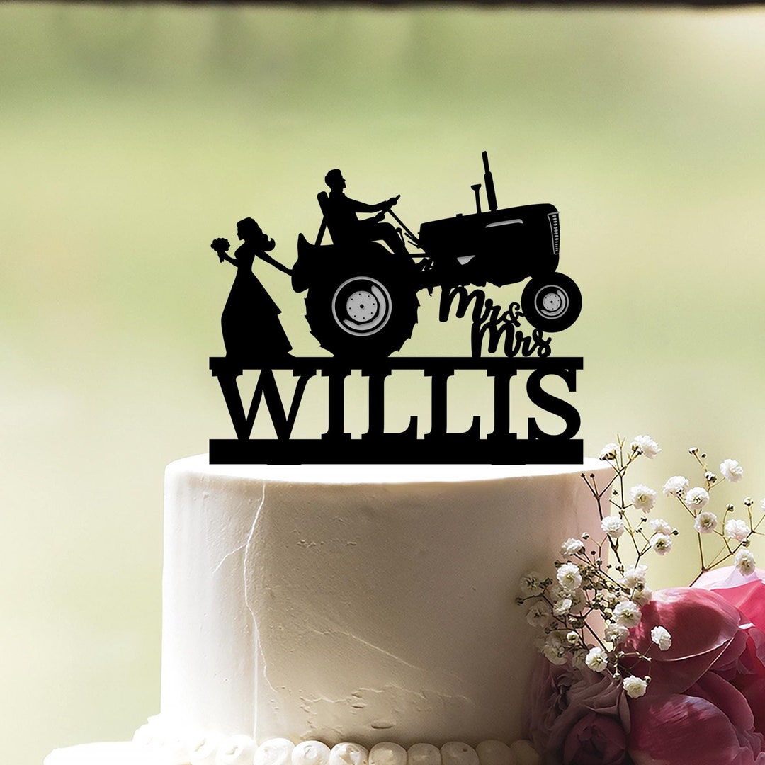 Tractor Wedding Cake Topper, Farmer Cake Topper, Country Wedding Cake ...