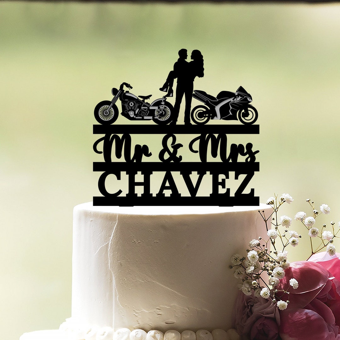 Motorcycle Wedding Cake Topper, Biker Wedding Cake Topper, Motorbike ...