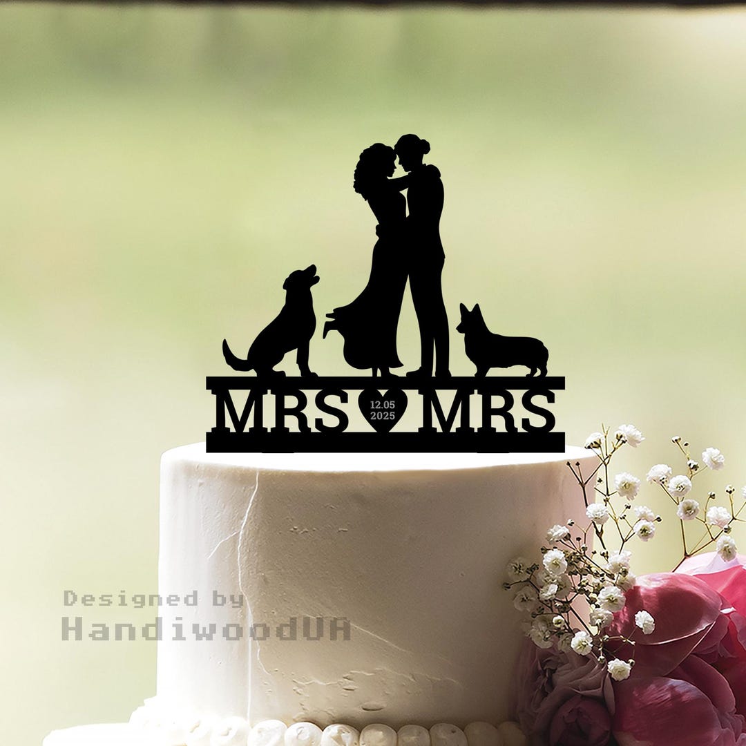 Lesbian Wedding Cake Topper, Mrs and Mrs Cake Topper, Lesbian Topper ...