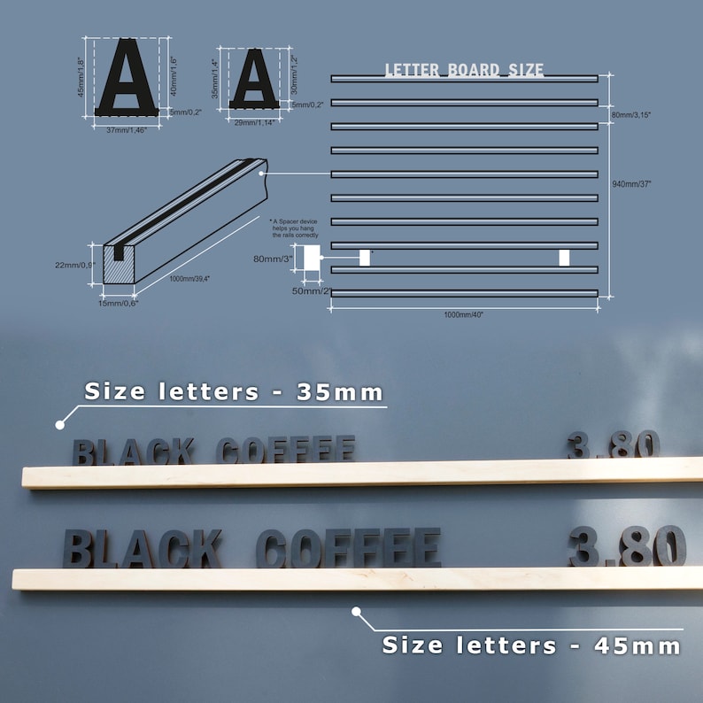 Wall Menu, Letter Board, Cafe Wall Menu, Changeable Letter Board, Bar ...
