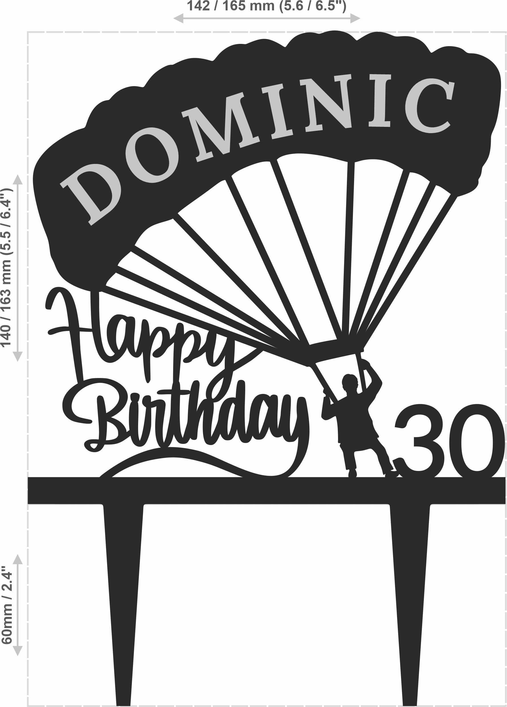 Skydiver Birthday Cake Topper, Parachute Birthday Cake Topper, Happy ...