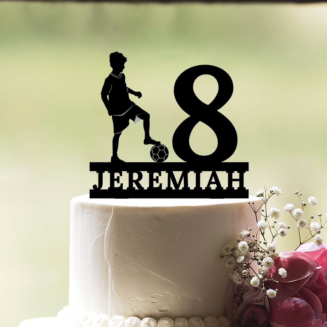 Football Birthday Cake Topper, Soccer Player Cake Topper, Soccer ...