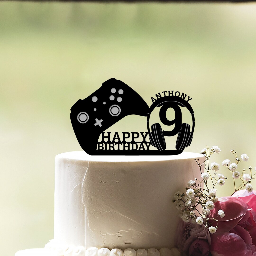 Gamer Birthday Cake Topper, Headphone Birthday Cake Topper, Happy ...