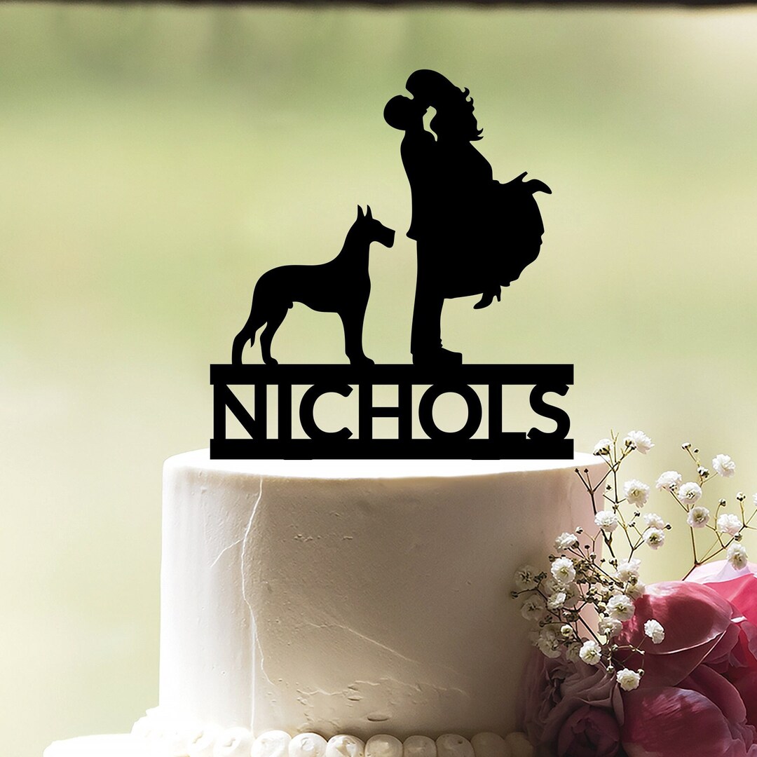 Wedding Cake Topper With Dog, Dog Cake Topper, Great Dane Cake Topper ...