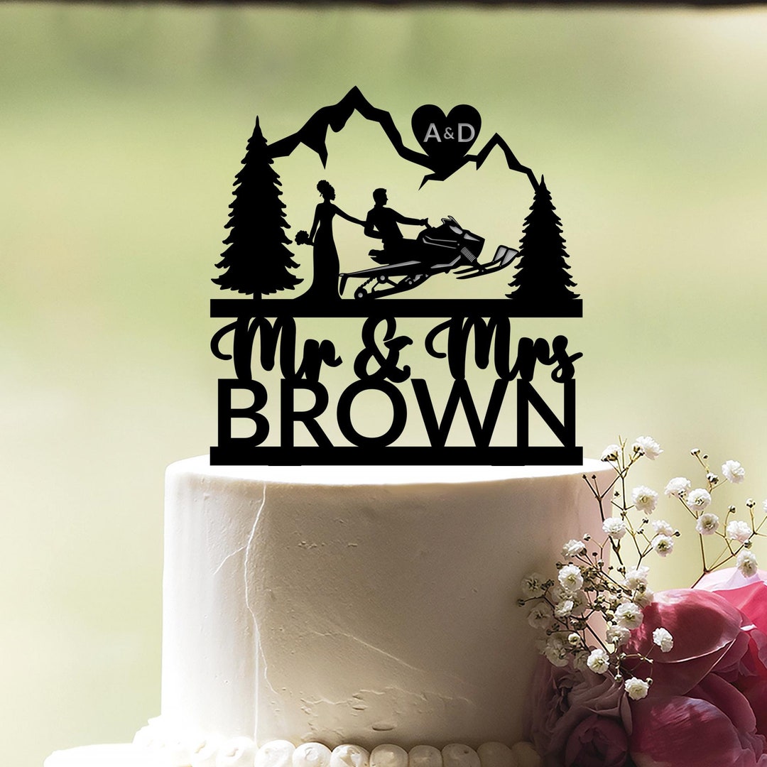 Snowmobile Wedding Cake Topper, Mountain Wedding Cake Topper ...