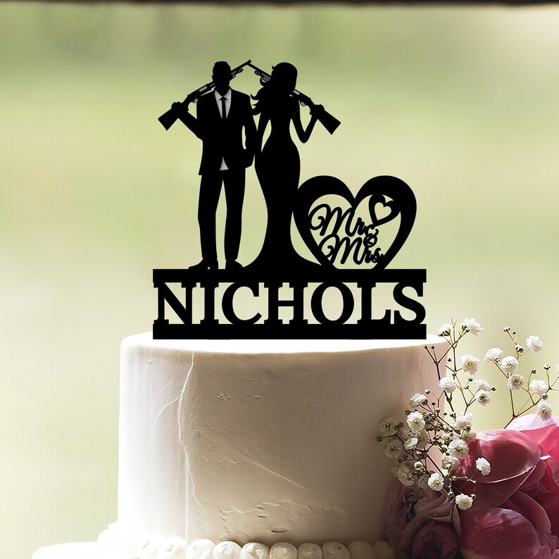 Gun Wedding Cake Topper, Gun Rifle Cake Topper, Hunt is Over Wedding ...