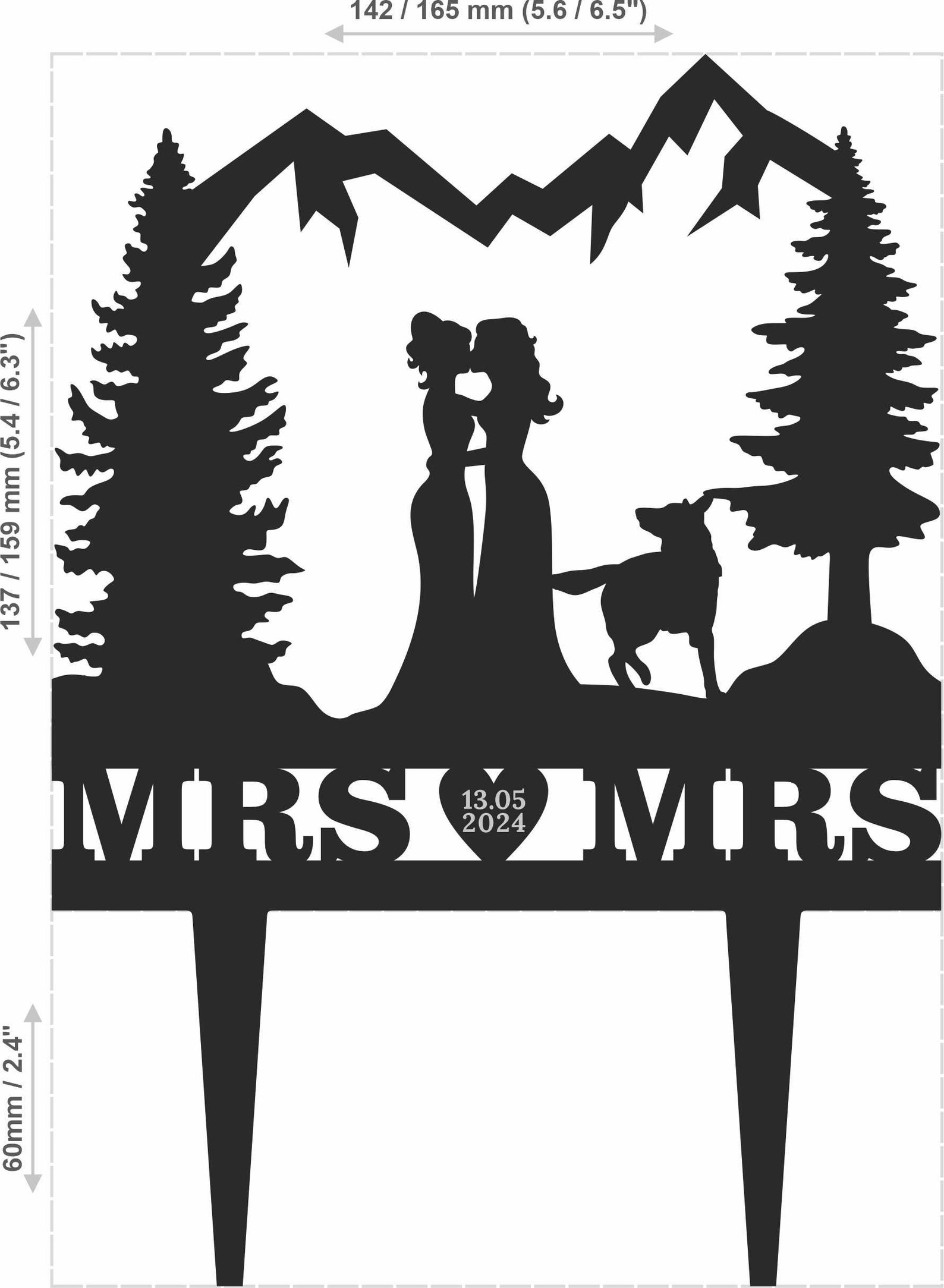 Lesbian Wedding Cake Topper, Wedding Cake Topper With Dog, Two Brides ...