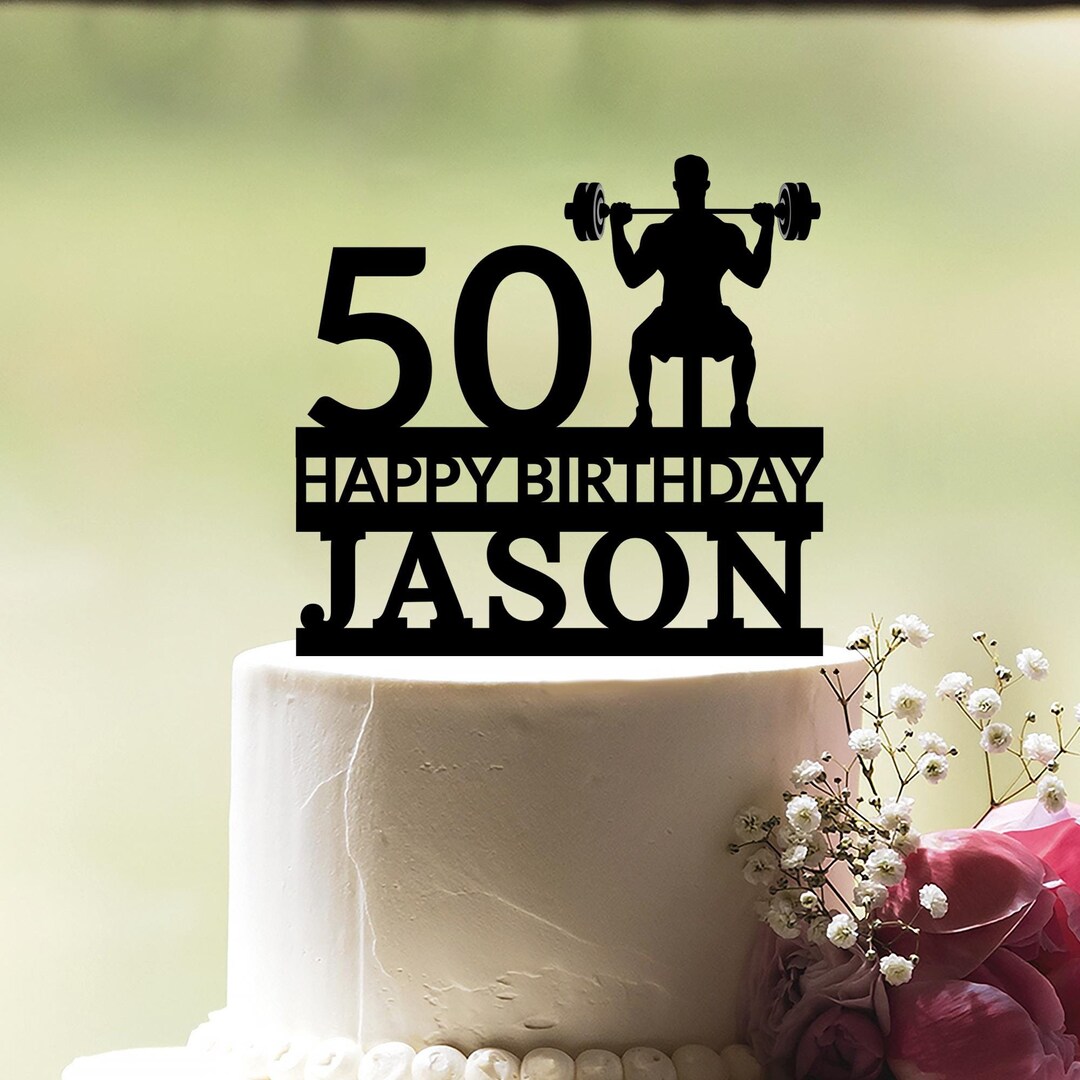 Gym Birthday Cake Topper, Weightlifter Birthday Cake Topper ...
