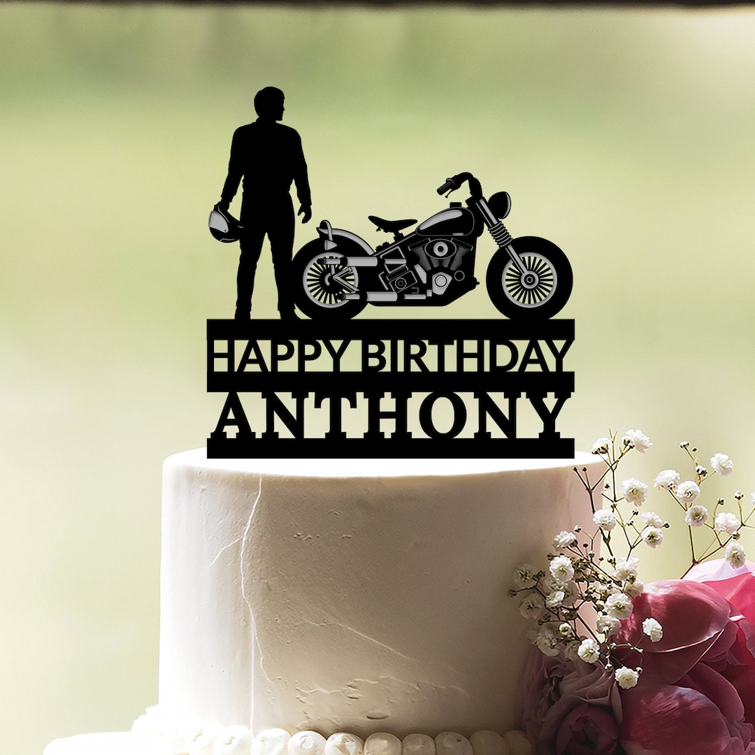 Motorcycle Birthday Cake Topper, Birthday Cake Topper, Biker Birthday ...