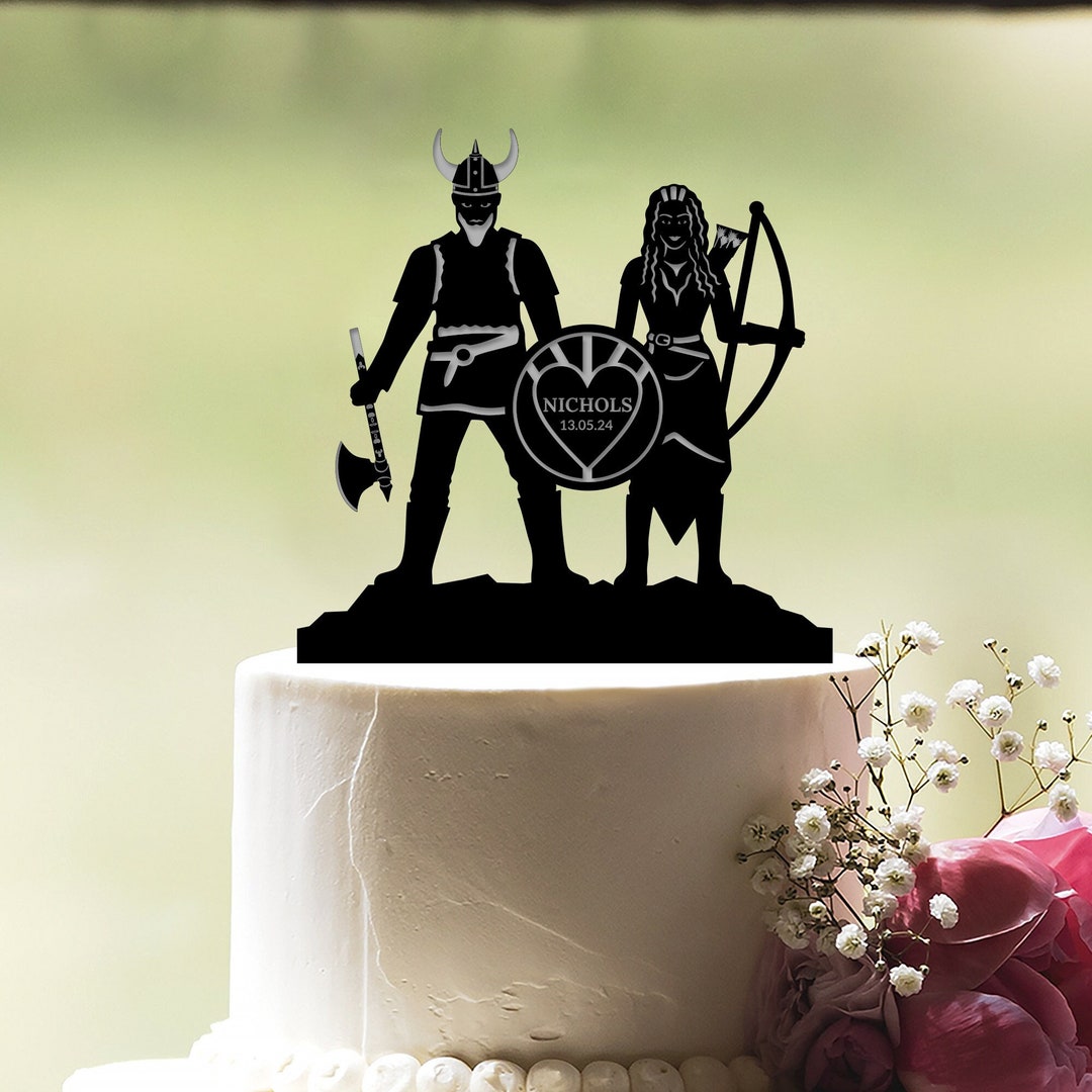 Viking Wedding Cake Topper, Custom Bride and Groom Viking Topper ...