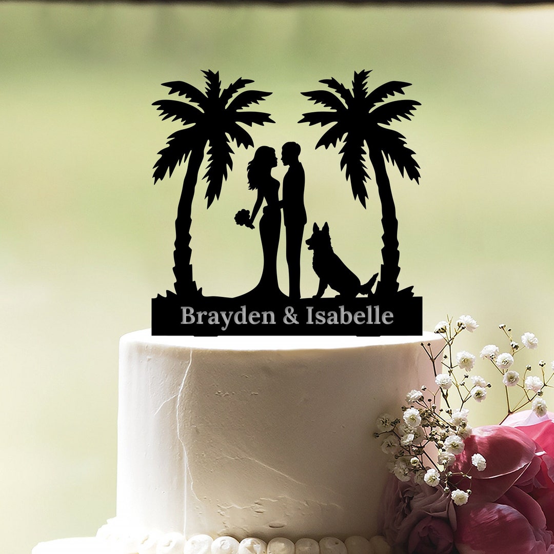 Palm Tree Wedding Cake Topper, German Shepherd Cake Topper, Tropical ...