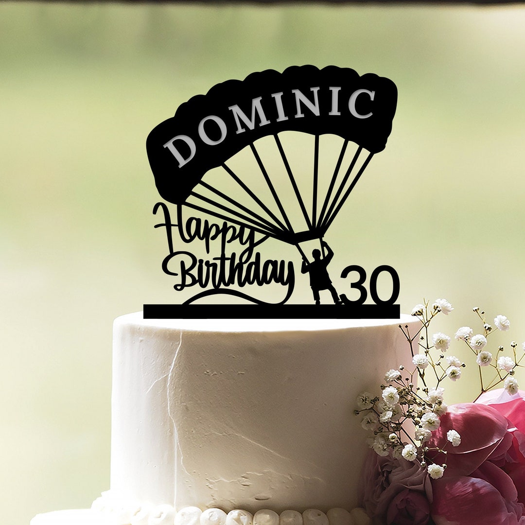 Skydiver Birthday Cake Topper, Parachute Birthday Cake Topper, Happy ...
