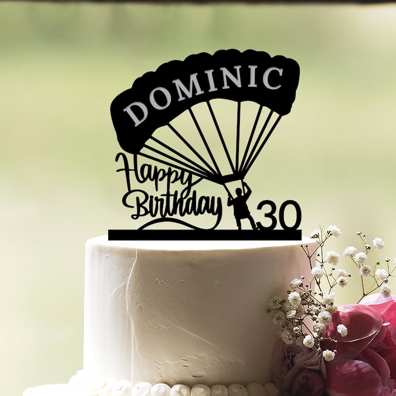 Skydiver Birthday Cake Topper, Parachute Birthday Cake Topper, Happy ...