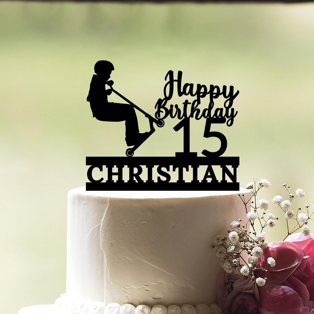 Scooter Birthday Cake Topper, Scooter Cake Topper, Happy Birthday Cake ...
