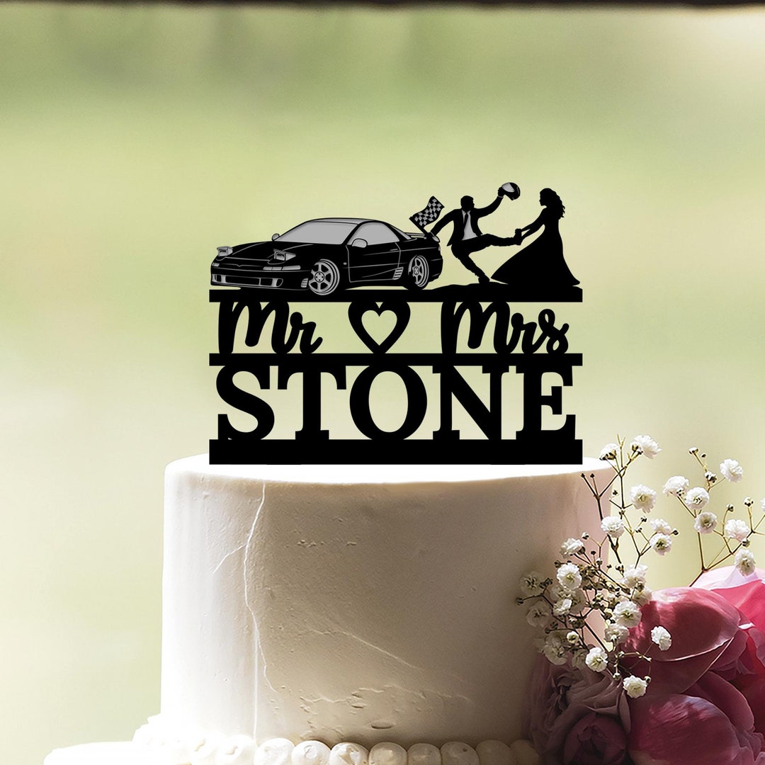 Car Wedding Cake Topper, Race Car Cake Topper, Car Racing Mr and Mrs ...