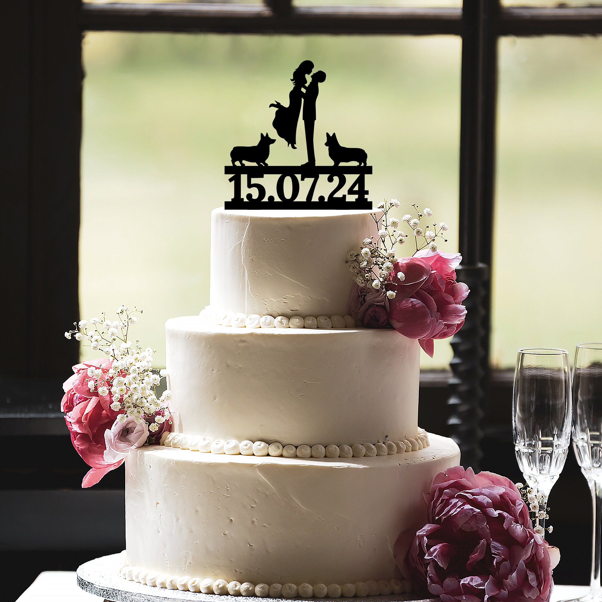 Corgi Wedding Cake Topper, Wedding Cake Topper With Dogs, Dog Cake ...