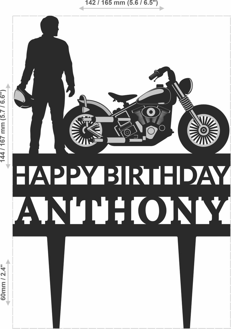 Motorcycle Birthday Cake Topper, Birthday Cake Topper, Biker Birthday ...