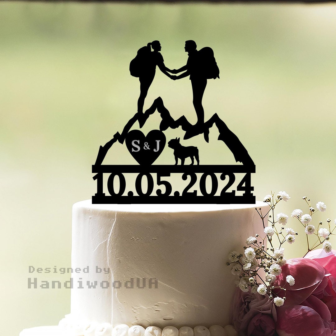 Hiking Wedding Cake Topper, Camping Wedding Topper, Mountain Cake ...