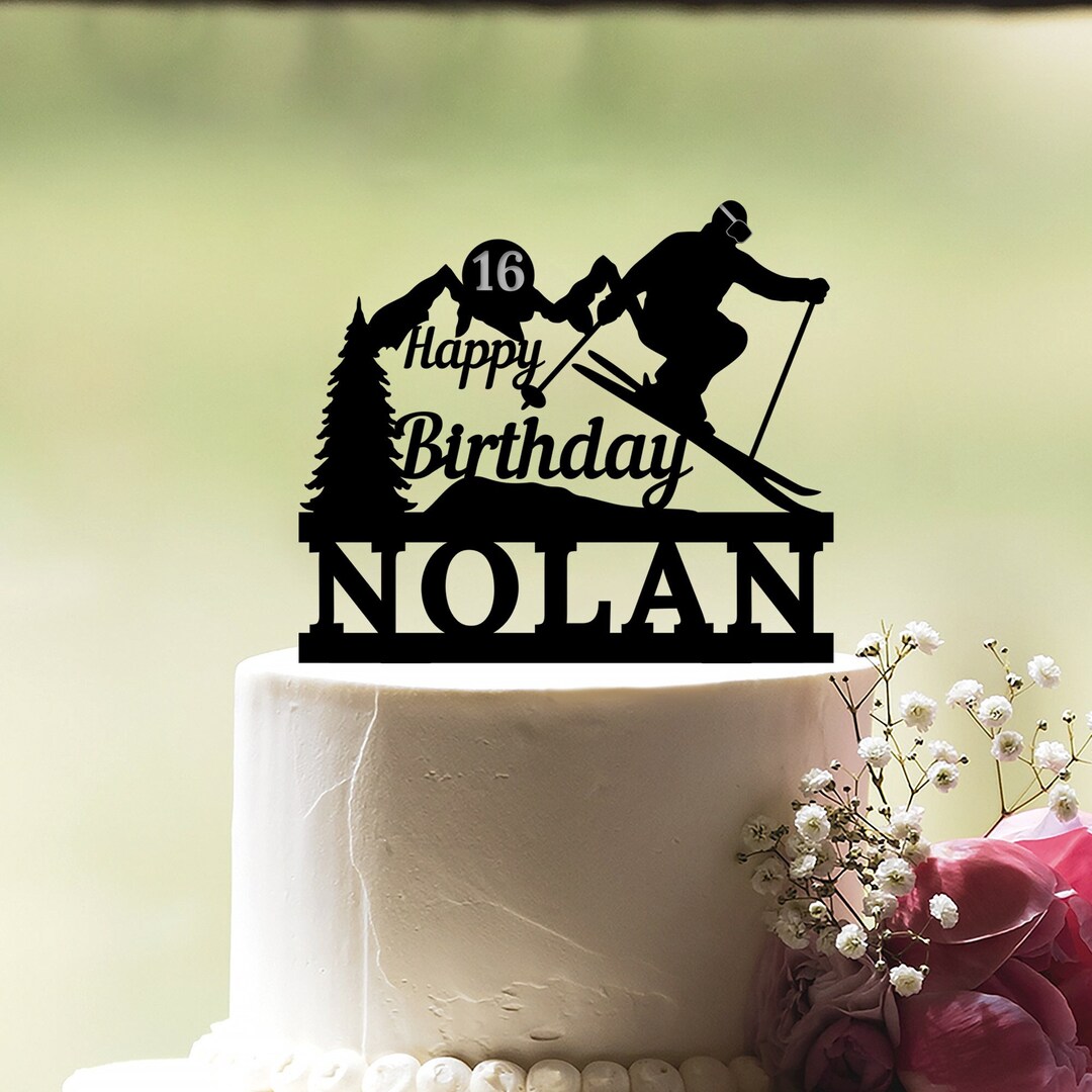 Ski Birthday Cake Topper, Skier Birthday Topper, Skiing Cake Topper ...