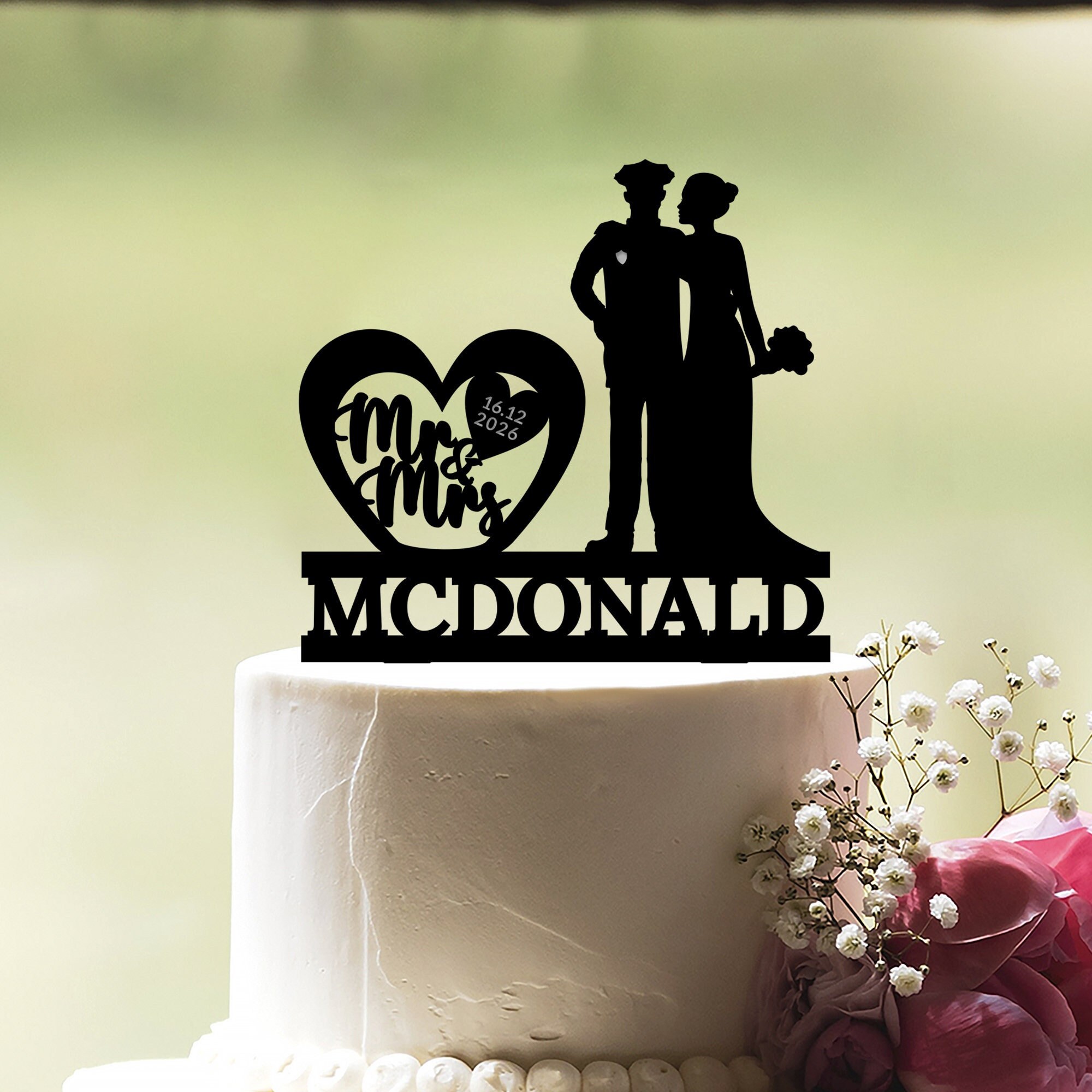 Policeman Wedding Cake Topper, Sheriff Groom and Bride Cake Topper ...