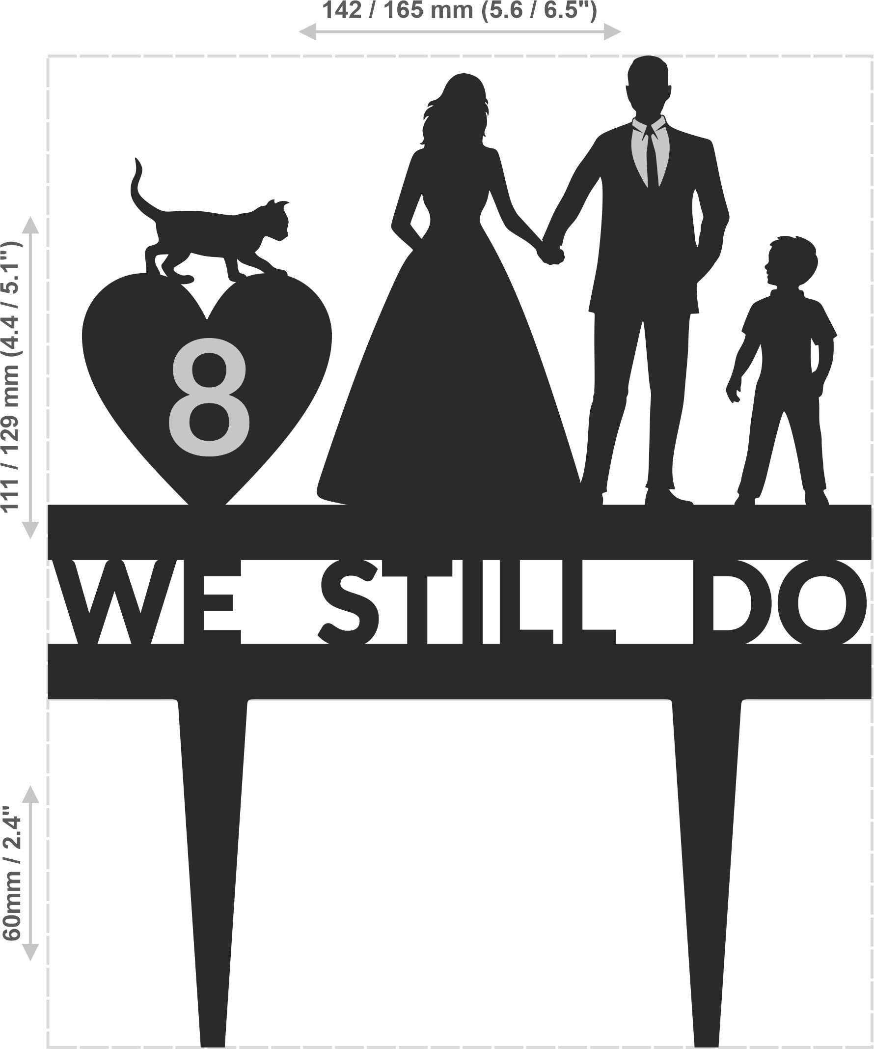 We Still Do Cake Topper, Family Cake Topper With Child and Cat ...