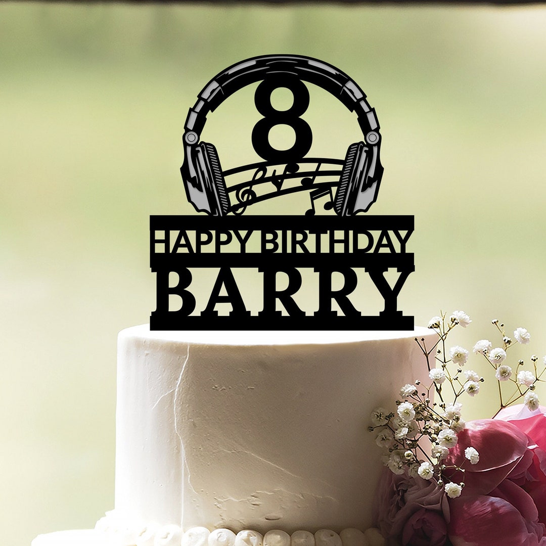 Headphones Birthday Cake Topper, Happy Birthday Name Cake Topper ...